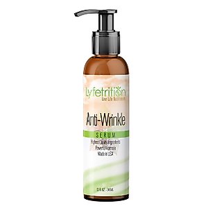 Lyfetrition Anti-Wrinkle Serum | 12 Oz Large Bottle | Anti-Aging Face Serum With Jojoba Oil, Rosehip Seed Oil & Many More Natural Ingredients - Moisturizing Cleanser for Fair & Younger Looking Skin