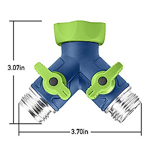 GREEN MOUNT Garden Hose Connector Tap Splitter, Y Hose Connector, Easy Grip Splitter with Shut-Off Valves (Two Way)