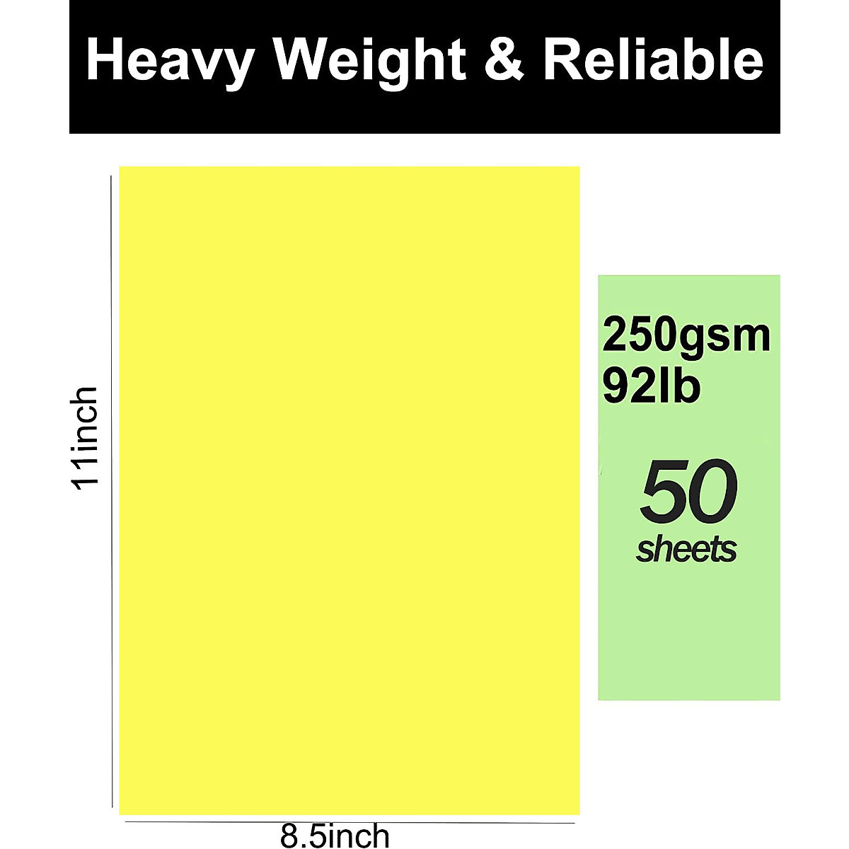 50 Sheets Lemon Drop Yellow Cardstock 8.5 x 11in, 250gsm/92lb Yellow cardstock Paper for DIY Arts and Cards Making, Heavy Yellow Craft Paper for Invitations, Stationary Printing,Scrapbook Supplies