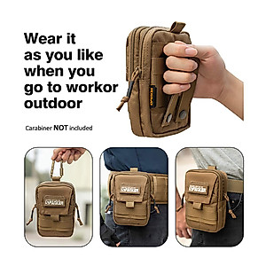 EXCELLENT ELITE SPANKER Tactical Molle EDC Pouch Organizer Nylon Belt Waist Bag with Cellphone Holster for iPhone 14 Pro131211ProMax XsMax XR XS X 8P 8 7 6 Samsung Galaxy S22 S21 Note20(Coyote Brown)