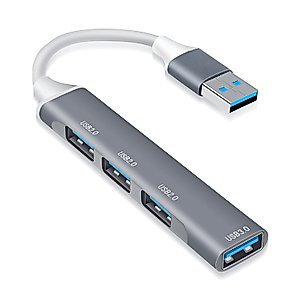 USB Hub 4-Port USB Hub Ultra-Slim Data USB Splitter Portable Aluminium Alloy Mini USB Hub Extensions Applicable for Laptop, MacBook, Mac Mini/Pro, Surface, Notebook PC, PS4, Flash Drive, Mobile HDD