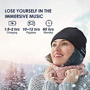 HANPURE Bluetooth Beanie Mens Women Gifts, Stocking Stuffers Bluetooth Headphones Beanie Black