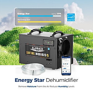 AlorAir Commercial Dehumidifier with Pump Drain Hose, 190 Pints Smart WiFi Large Capacity Industrial Dehumidifier for Basements, Garages & Job Sites, 5 Years Warranty, Green (Black)