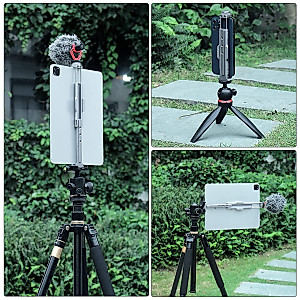 ARNARKOK Metal Tablet Tripod Mount, 7.9-12.9in Ipad Holder, Rotatable Cold Shoe, 2 Acra Swiss QR Bracket, Universal Tablet Mount for Video Recording