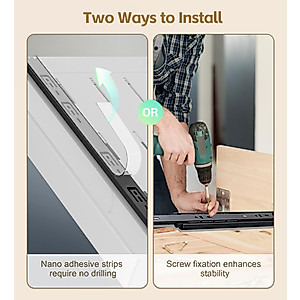 2 Pack Pull out Cabinet Organizer 21"D x 12"W, Peel And Stick Slide out Drawers for Kitchen Cabinets, Sliding Drawers Cabinet Roll out Shelves for Dishes Storage(White)