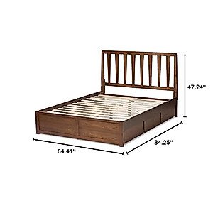 Baxton Studio Garonne Storage Platform Bed, Queen, Walnut Brown
