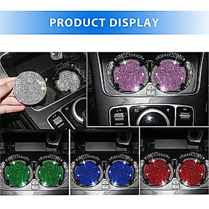 UGSHY 2 PCS Car Cup Holder Coasters, 2.7In Bling Crystal Rhinestone Rubber Vehicle Cup Mats, Universal Anti-Slip Durable Automotive Interior Decoration Accessories for Cars Trucks SUVs (Black)