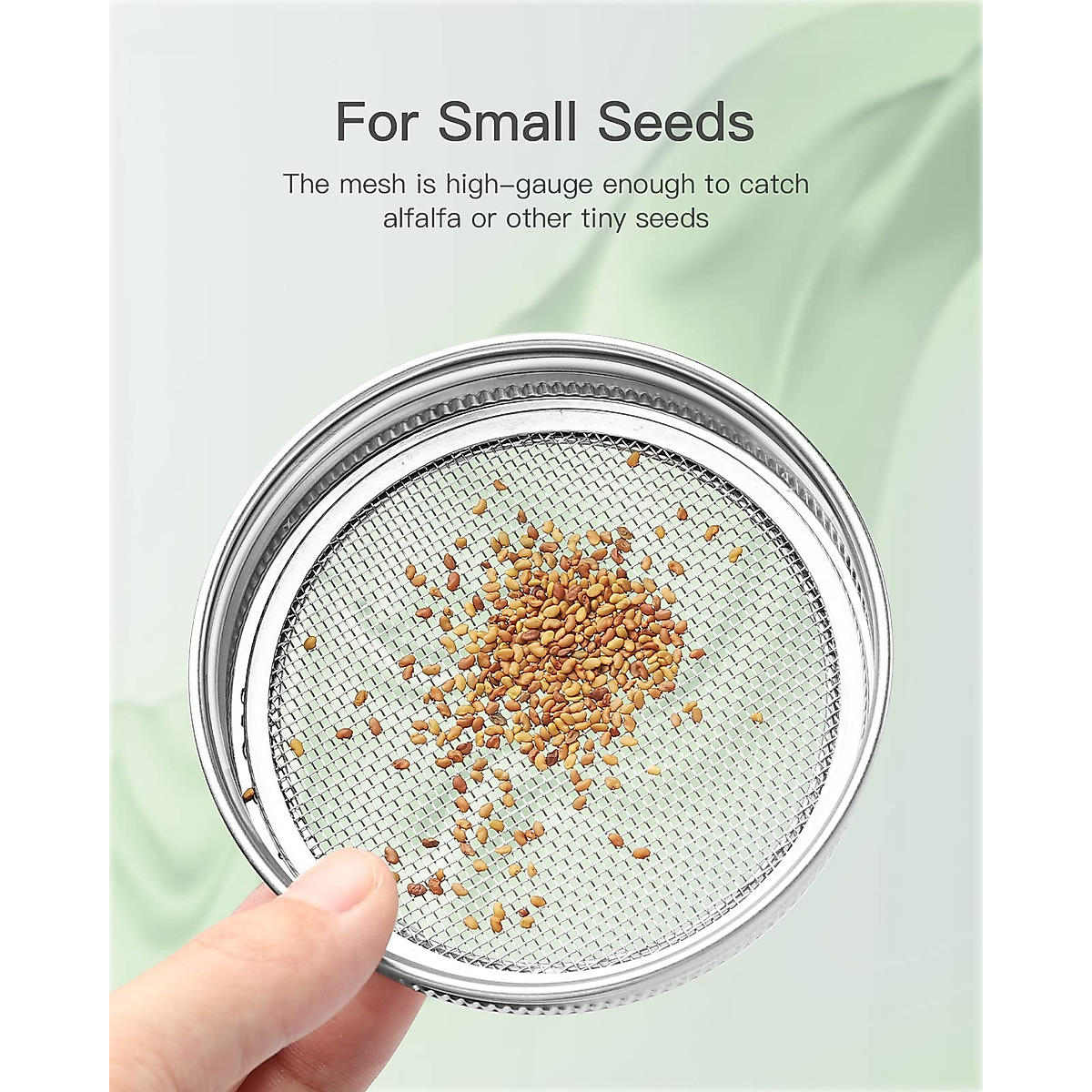 FEBFLO 12 Pack Sprouting Lids, 316 Stainless Steel Screen Lid for 86mm Wide Mouth Mason Jar, Mesh Bean Sprout Sieve Lids, Home Use Alfalfa, Broccoli,Lentil. QurHapzy (12 lids)