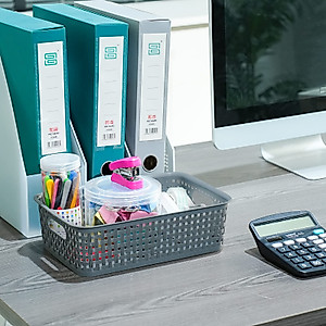 8 Pack Plastic Storage Baskets - Small Pantry for Organizing and Storage Bins for Bathroom,Kitchen,Shelves,Closet, Laundry Room,Bedroom, Classroom,Playroom