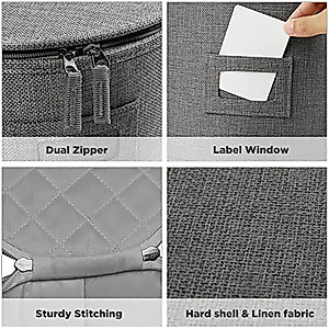 LotFancy China Storage Containers, Hard Shell, 4PCS Set, Dish Storage Box for Moving, Stackable Dinnerware Plate Organizer Bins with 48 Felt Dividers, Grey