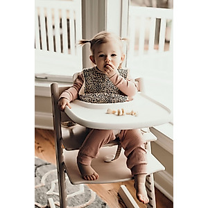 Three Little Tots Modern Silicone Baby Bib – Adjustable Fit Waterproof Catch Bibs ((Leopard)