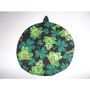 Pot Holders Heat Resistant St. Patrick’s Day Irish Frogs Potholders Handmade Double Insulated Quilted Hot Pads Trivets 9 inches Round
