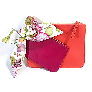 Estee Lauder Cosmetics Makeup Travel Bag (Amba Living x Estee Lauder ≈ Coral & Fuchsia 2 Pc Set)