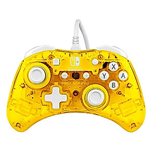PDP Rock Candy Wired Gaming Switch Pro Controller - Pineapple Pop Yellow / Clear - Licensed by Nintendo - OLED Compatible - Compact, Durable Transparent Travel Controller - Holiday & Birthday Gifts