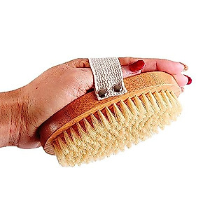 Body Brush Back Scrubber, COINPOTIA 18.7 inch Long Handle Detachable Body Brush with Dual Brushing Heads for Dry Brushing Shower, Bamboo Medium Firm Bristle Brush for Body Cellulite and Lymphatic