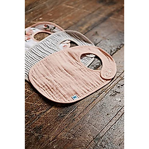 Little Unicorn Cotton Muslin Classic Bib 3 Pack– 100% Cotton – Machine Washable - Softer with Every Wash – Playful Designs - 3 Lightweight, Breathable Layers – for Boys and Girls (Watercolor Roses)