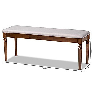 Baxton Studio Giovanni Modern and Contemporary Grey Fabric Upholstered and Walnut Brown Finished Wood Dining Bench