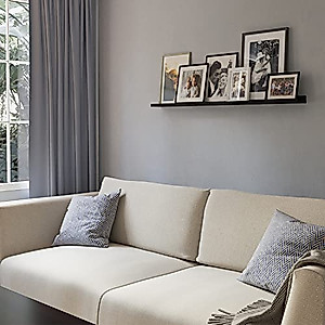 Wallniture Denver 46" Black Floating Shelf for Wall Collage, Picture Ledge Shelf for Living Room Decor