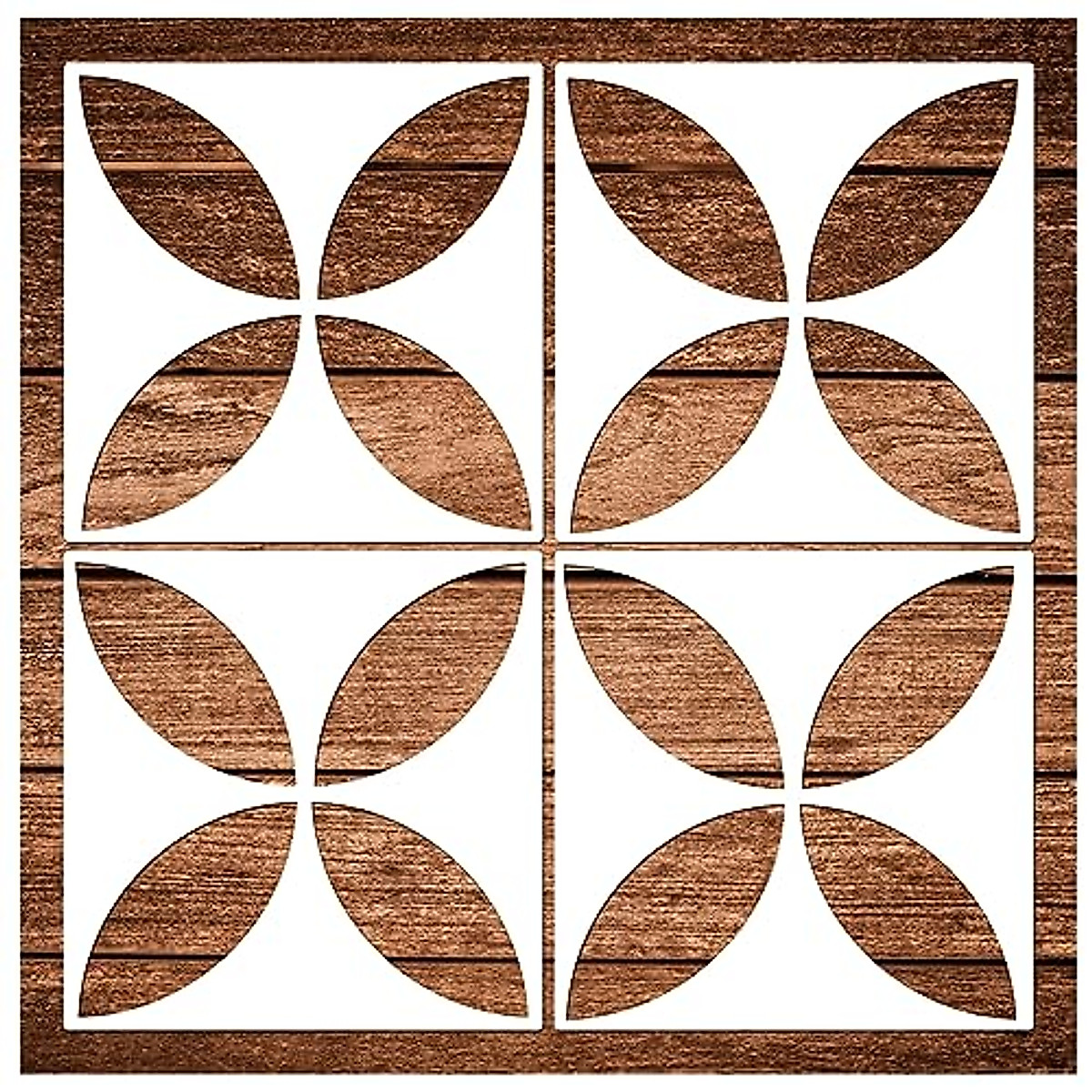16pcs Reusable Tile Stencils 12/8/6/4 Inch Large Floor Wall Stencils Geometric Modern Paint Template for Painting Floors Concrete Patio Wall Furniture Wood Home Craft Pattern (16 Tile 4)