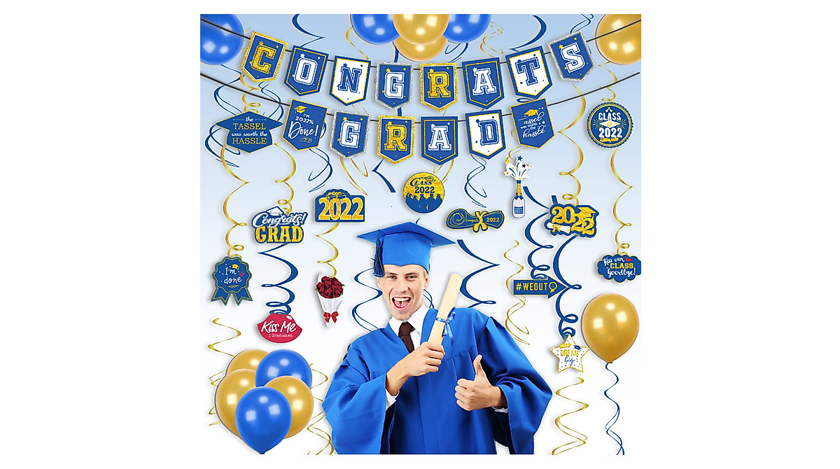 Kortes 2022 Blue & Gold Graduation Decor Kit - Celebrate in Style