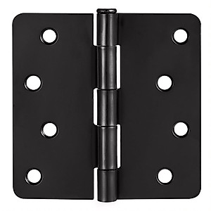 Door Hinges for Interior Doors 10-Pack 4-inch x 4-inch, Design House 1/4-inch Radius Steel Door Hinge Door Hardware, Matte Black, 188953