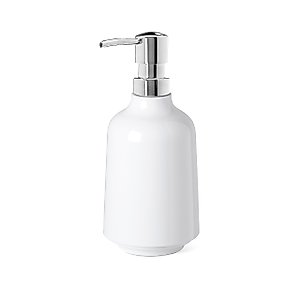 Umbra Step Liquid Soap Pump Dispenser, Also Works With Hand Sanitizer, Easy to Refill, 3-1/2" diam. x 7" h, White