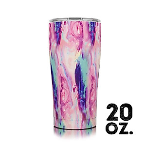 Seriously Ice Cold SIC 20 Oz. Double Wall Vacuum Insulated 18/8 Stainless Steel Travel Tumbler Mug | Powder Coated with Splash Proof BPA Free Lid | Coffee, Tea, Wine, and Cocktails (Cotton Candy)