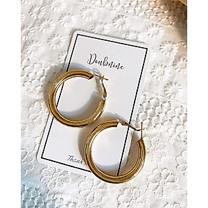 Doubnine Tube Hoop Earrings Lightweight Large Earrings Women Fashion Jewelry (chunky golden)