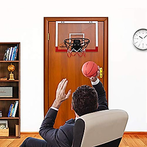 EagleStone Basketball Hoop Indoor for Kids, Over The Door Mini Basketball Hoop with Electronic Scoreboard, Room Basketball Hoop with 2 Balls and Sound, Basketball Toys for Toddler Boys Girls