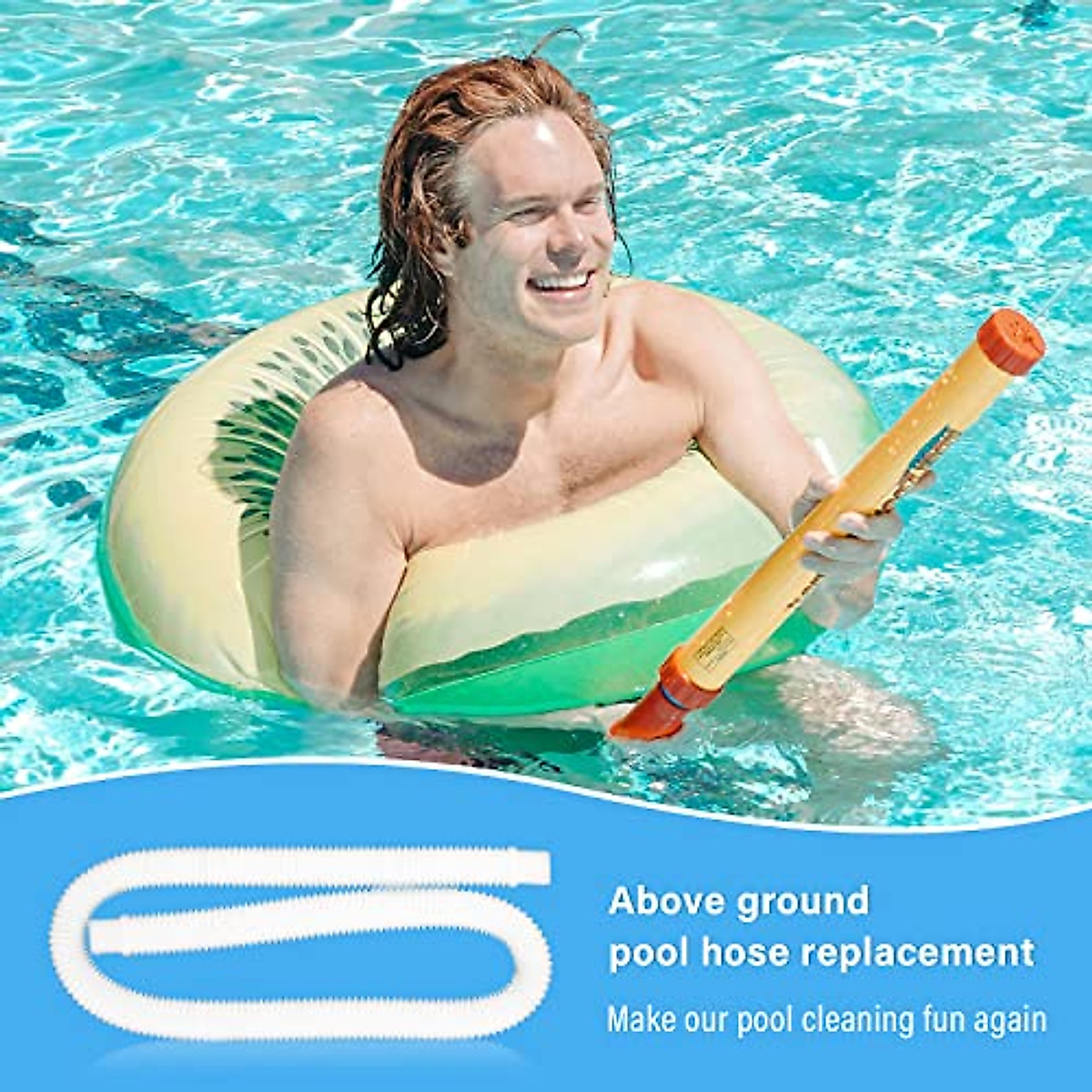 Pool Pump Hose Above ground pool hose, 2 Pack 59"Long 1.25"Diameter Swimming Pool Replacement Hose, Compatible with Pump Model 607, 637, 330 GPH, 530 GPH, and 1000 GPH