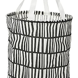 Household Essentials Round Krush Hamper with Handles, Black and White