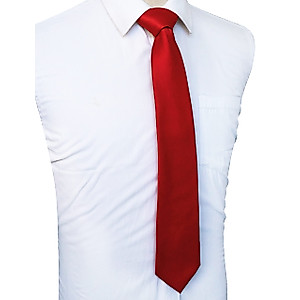 JEMYGINS Red Tie Silk Necktie for Men Business and Wedding