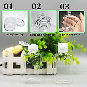 Jnnzzggu 40 Pack 2 Oz Plastic Refillable Bottles with Flip Cap,Clear Empty Hand Sanitizer Bottles,Portable Reusable Containers with Lids for Shampoo,Body Soap,Toner and Lotion