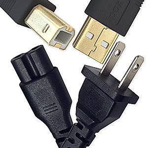 IPax 15ft USB Printer Cable AC Power Cord Compatible with HP Officejet Pro 4650 5740 6830 6968 6978 7740 8210 8216 8600 Plus 8610 8620 8630 8710 8720 8740 HP Officejet 200 250 3830 4630 5741 5743 6815