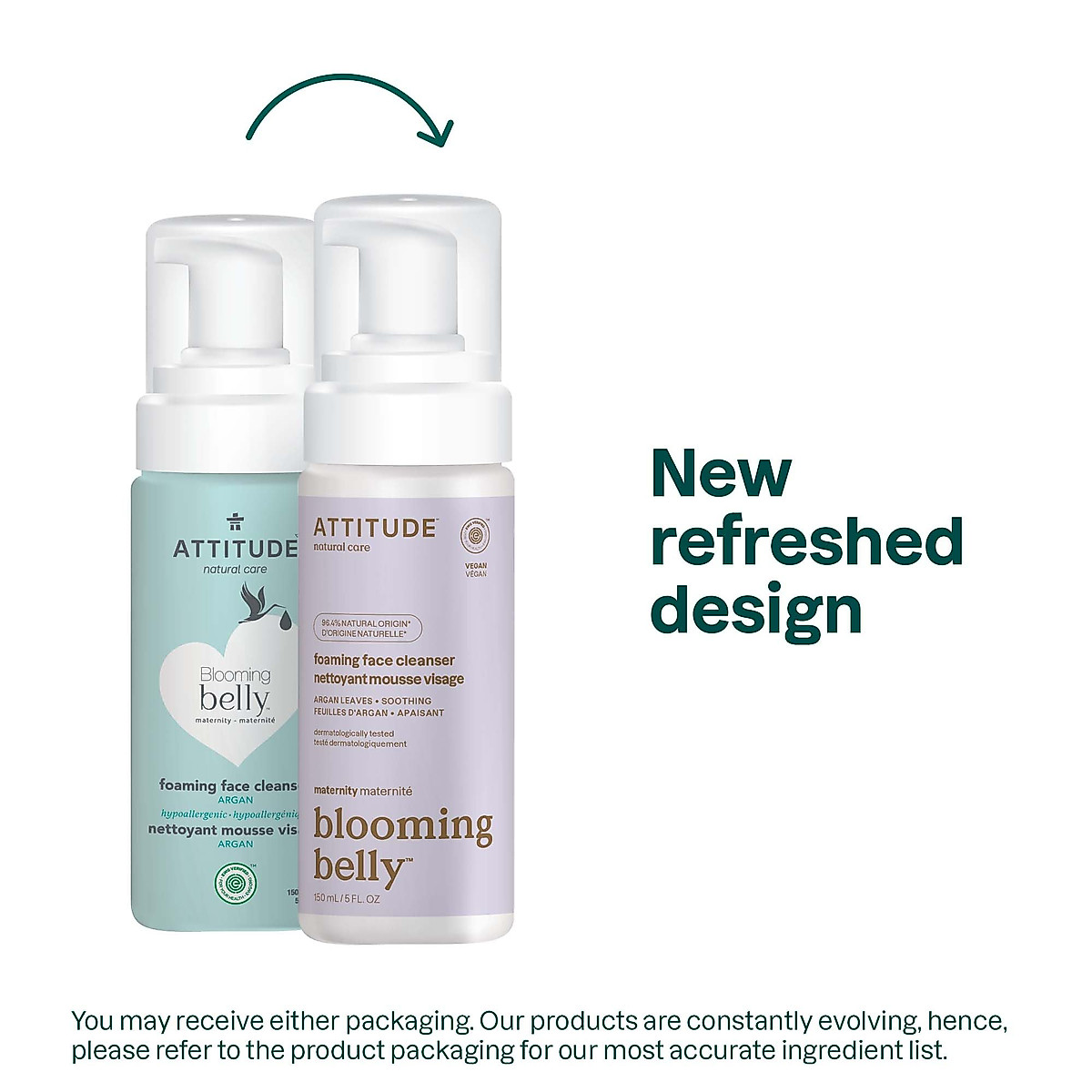 ATTITUDE Pregnancy Foaming Face Cleanser, EWG Verified, Dermatologically Tested, Plant and Mineral-Based, Vegan Maternity Products, Argan Leaf Extract, 5 Fl Oz