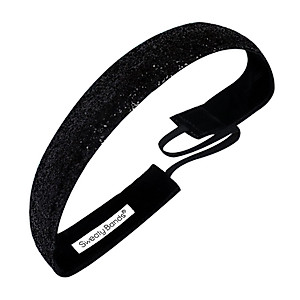Sweaty Bands Womens Girl Headband - Non-Slip Velvet-Lined Sparkle Hairband - Viva Diva Black 1-Inch