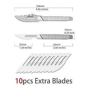 ainhue A5 Pocket Scalpel Utility Knife, 10pcs #24 Blades, 5 inch TC4 Titanium Pry Bar, EDC Multi-Tool Craft Knives for Box Opening, Paper Cutting