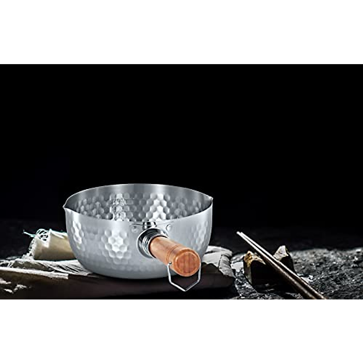 CONCORD 2 Quart Stainless Steel Yukihira Pan. Traditional Japanese Saucepan with Wood Handle. Great for Ramen, Tempura, Milk, etc.