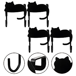 DOITOOL 4pcs Door Hook Kid Hangers Wall Mounted Key Holder Black Coat Hooks Black Cat Key Hook Shower Towel Hook Kitchen Cabinet Hook Door Mount Coat Hook Over Door Coat Rack Hanger Hooks