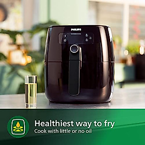 Philips Kitchen Appliances Premium Digital Airfryer with Fat Removal Technology + Recipe Cookbook, 3 qt, Black, HD9741/99, X-Large