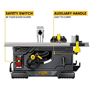 Upstreman Work M1 Pro Portable Table Saw, 13Amp Compact Tablesaw 5700RPM, 8.25" Table Saw w/24T Blade, Dust Collector, Onboard Carrying Handle Easy to Carry, Adjustable Cut Depth and Angle, for DIY