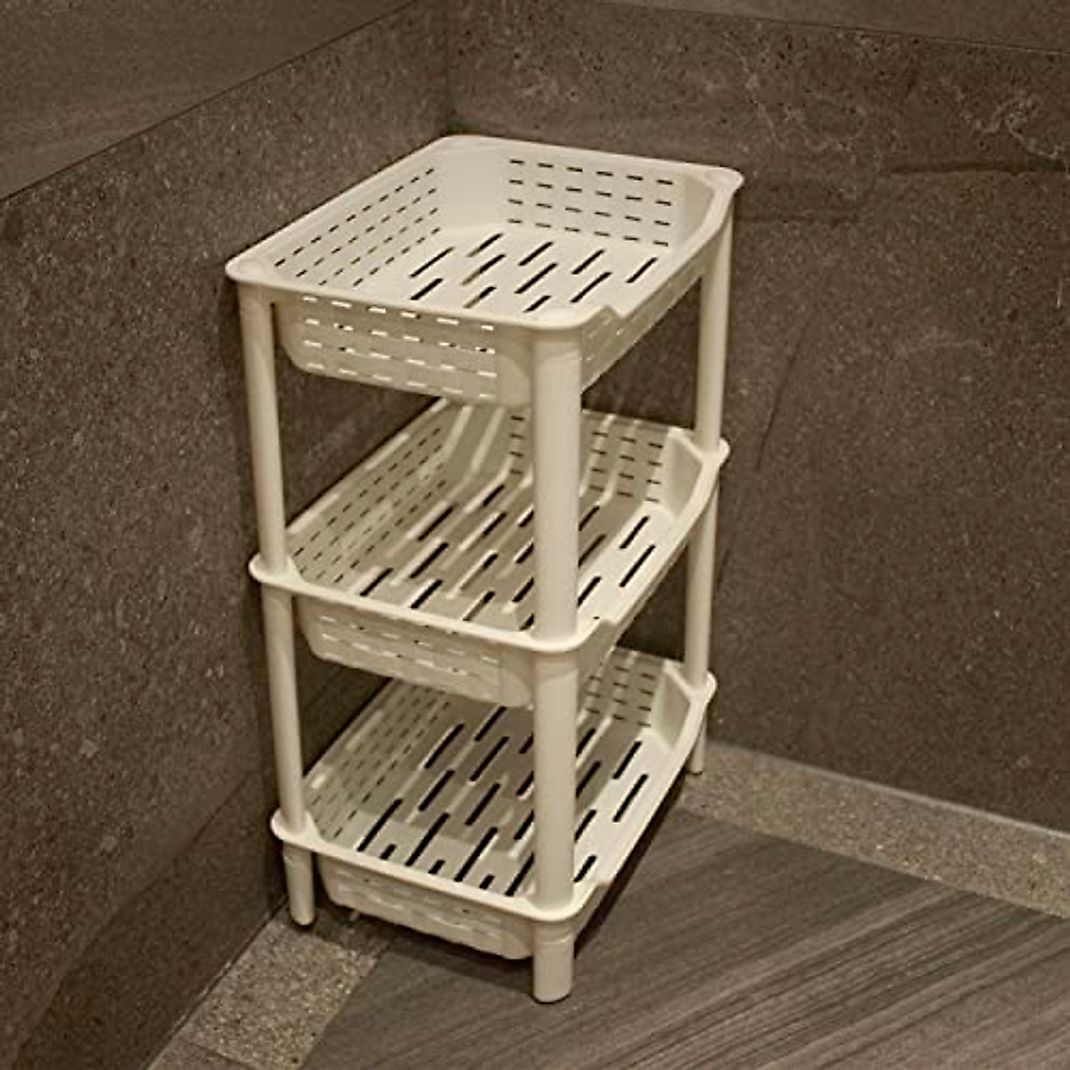 IYAR HOME 3 Tier Shower Caddy Organizer Shelf Standing 12.4 x 9.06 x 18.11 Inches Shower Rack Floor Stand for Bathroom Storage Small Space White