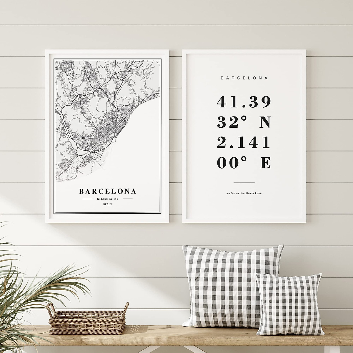 Dear Mapper Barcelona Spain View Abstract Road Modern Map Art Minimalist Painting Black and White Canvas Line Art Print Poster Art Print Poster Home Decor (Set of 3 Unframed) (16x24inch)