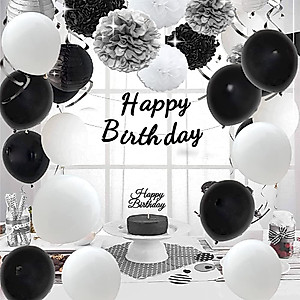 100pcs 12 Inch Balloons (Black and White Balloons), EUFARS Premium Thickened Latex Balloons for Black and White Party Decorations