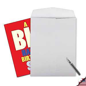 NobleWorks - 1 Large Birthday Greeting Card (8.5 x 11 Inch) - Fun Bday Celebration, Stationery Notecard - Big HB Son J6349BDG