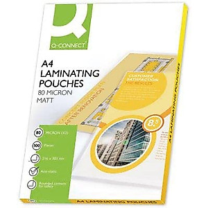 Q-Connect KF24057 Laminating Pouch A4 Matt 80-Micron (Pack of 100)