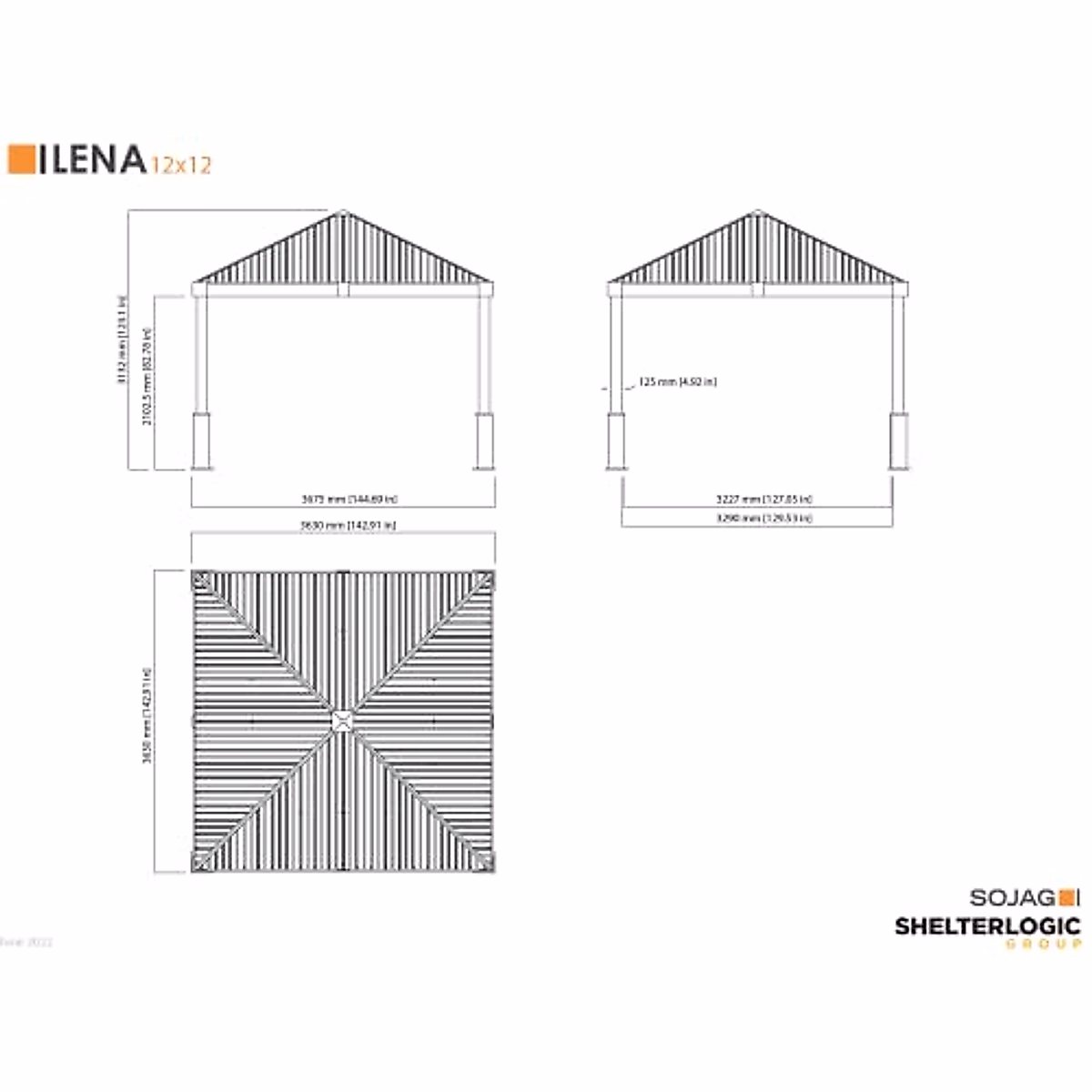 Sojag Outdoor 12' x 12' Lena Hardtop Gazebo Heavy Duty Aluminum Outdoor Sun Shelter, Anthracite
