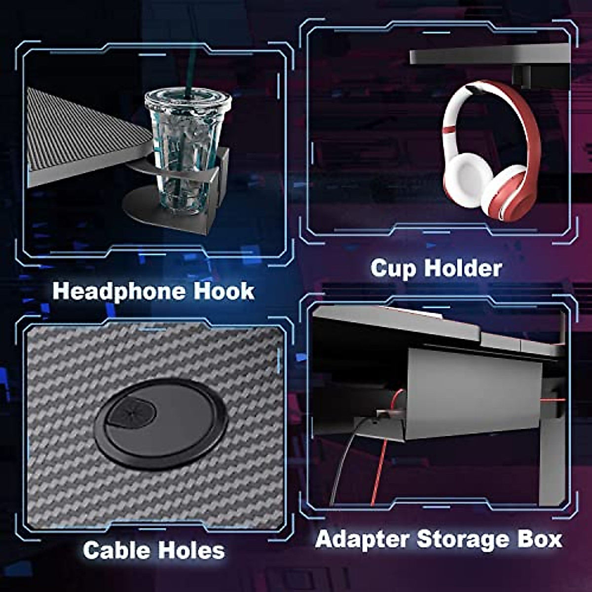 Sleepmax Gaming/Computer Desk 63 Inch, T-Shaped Gaming/Computer Table with Large Mouse Pad, Black PC Desk Gamer Setup with Cup Holder and Headphone Hook for Home/Office