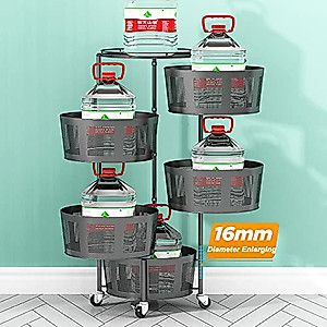 Rotating Multi-Layer Kitchen Storage Shelf 360°Rotating Vegetable Rack Round Storage Baskets Kitchen Storage Rack Floor-Standing with Wheels Household Storage Baskets for Kitchen Living Room