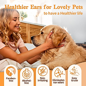 Trunahcao Dog Ear Wipes, Dog Ear Cleaner Wipes Ear Cleaning Wipes for Dogs,Cats - Gently Remove Ear Wax - Relieve Ear Infections, Itching,Scratching,120ct (3.15in) Pet Ear Cleanser